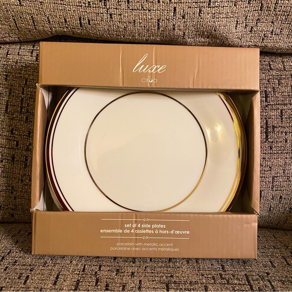 Dining | New Luxe By Ciroa 75 Side Salad Plates Set Of 4 Gold Metallic ...